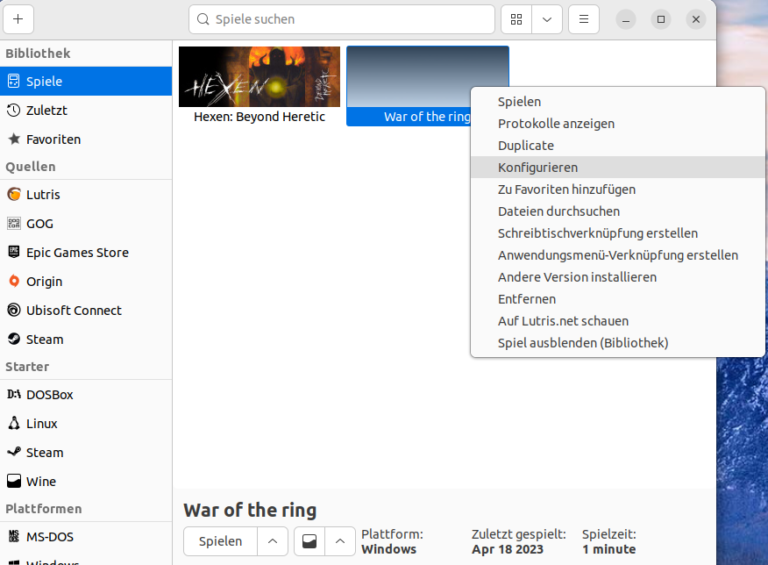 Spiele mit Lutris installieren - Der Linux Wikinger